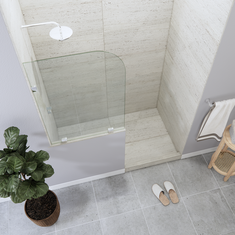 Tela Right Open Single Shower Round Screen with left knee Wall